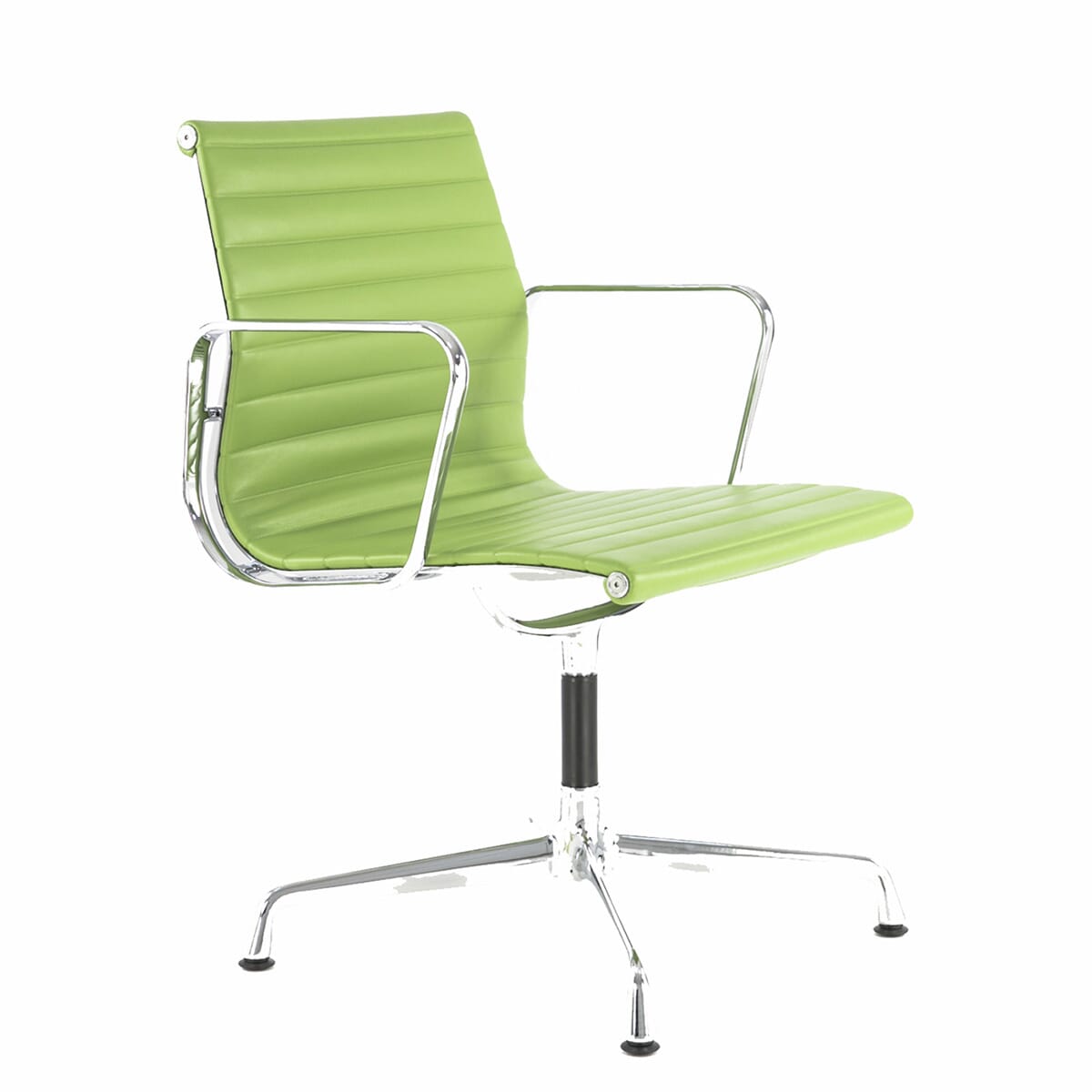 Charles Eames Style Eames Office AlumInium Chair EA 108 In Lime Green Leather SWIVEL UK